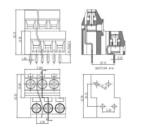 pcb terminal blocks, terminal block screw type, 128A-5.0 5.08 double ...