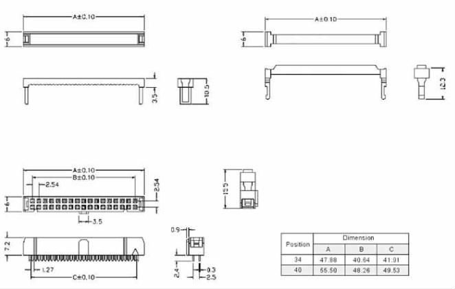 1.27MM 2.0MM 2.54mm pitch IDC Socket connector black white red gray 6 8 ...