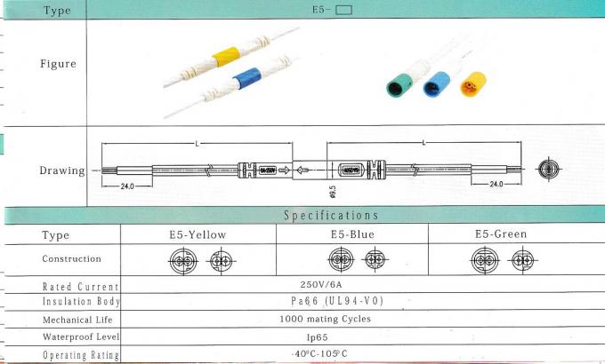 LED Female Socket Led Light Connectors Waterproof IP65 250V / 6A Connector
