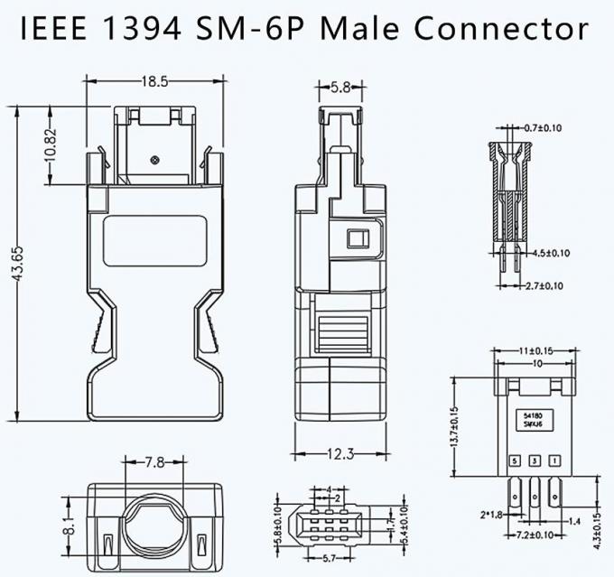 IEEE 1394 SM-6P Plug Servo Motor Connectors SM - 6P Or 10P male and female parts
