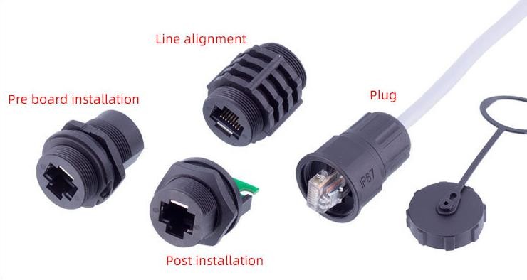 IP67 RJ45 Waterproof Electrical Cable Connector CAT5 CAT6 Installation ...